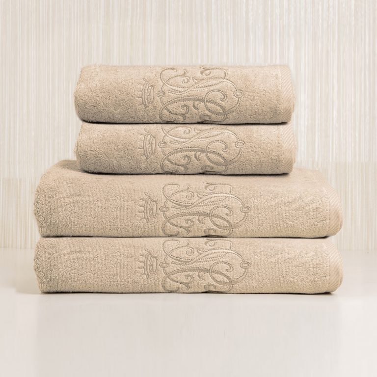 Set 4 Prosoape de Baie Weave Embroidery LUX 650gr/mp Extra SOFT - Albe