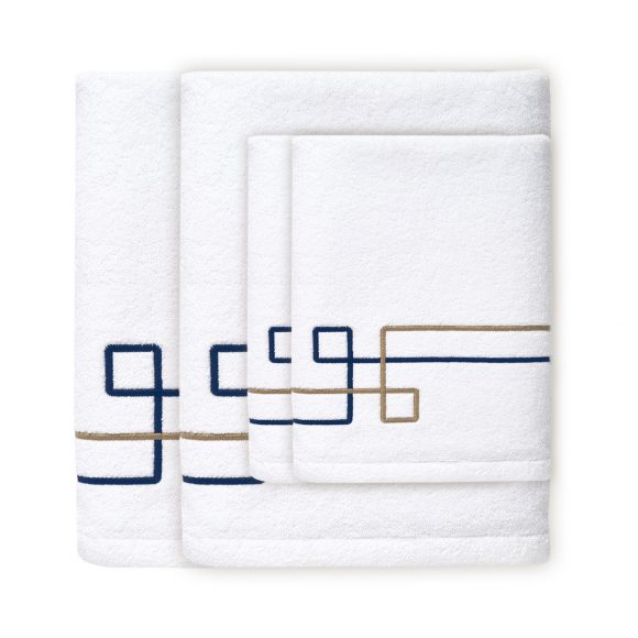 Set 4 Prosoape de Baie Weave Embroidery LUX 650gr/mp Extra SOFT - Albe